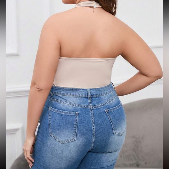Tops | Plus Size Half Zip Halter Bodysuit | Poshmark